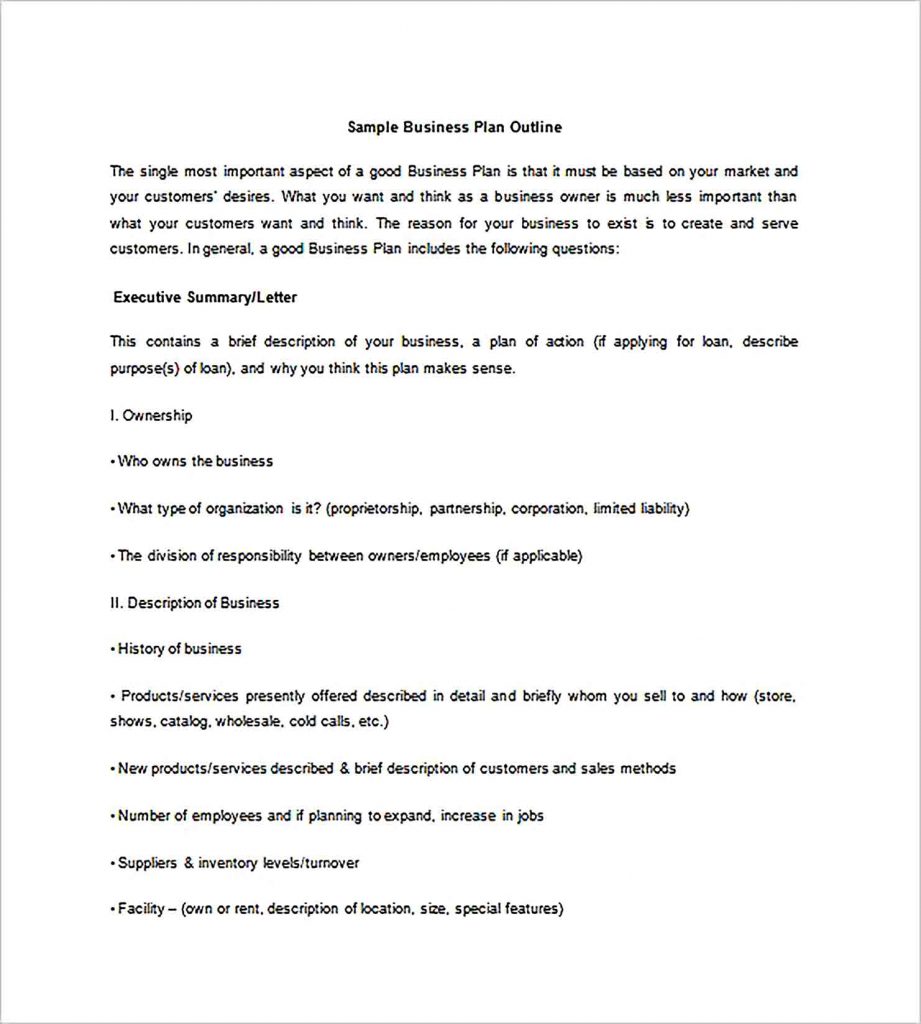Sample Business Plan Outline Template | room surf.com
