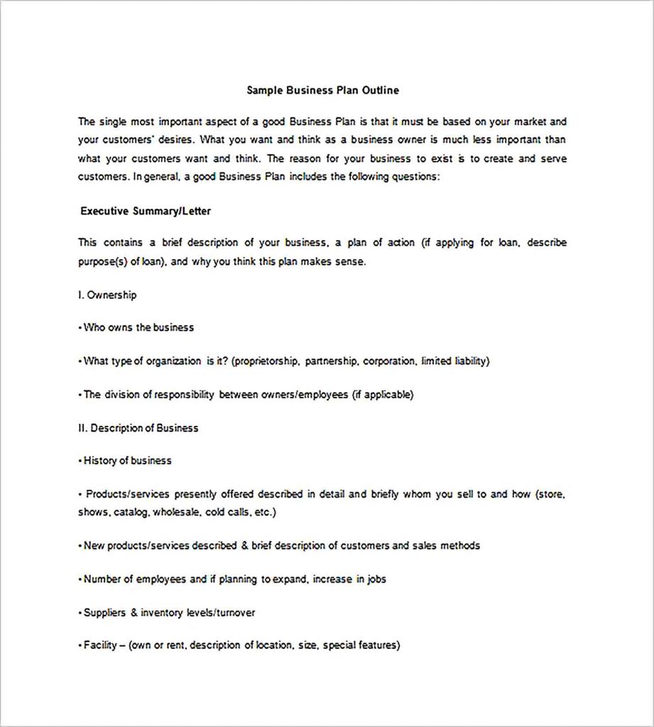 Business Plan Outline Template with the Content and Ideas | room surf.com