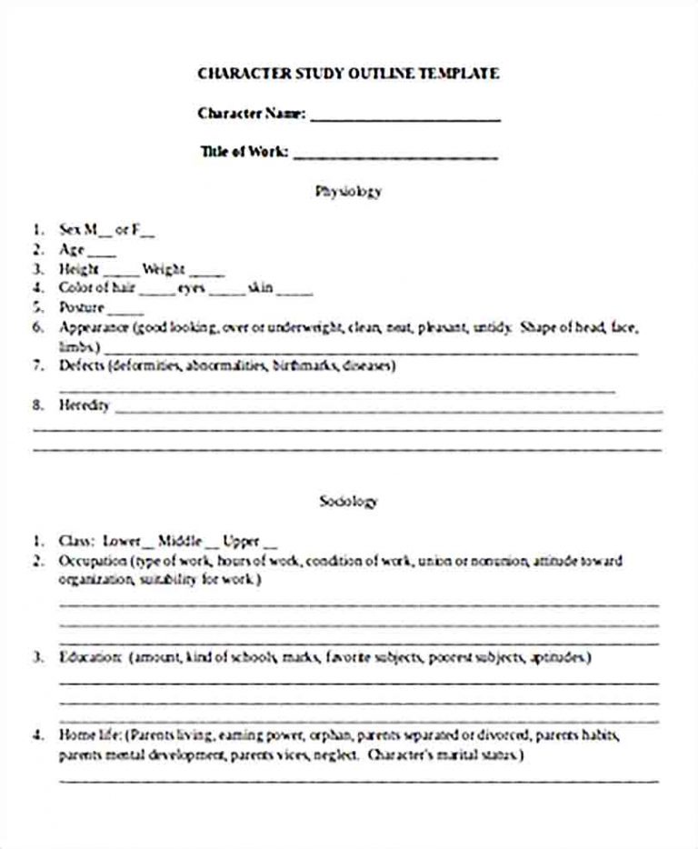 Character Outline Template | room surf.com