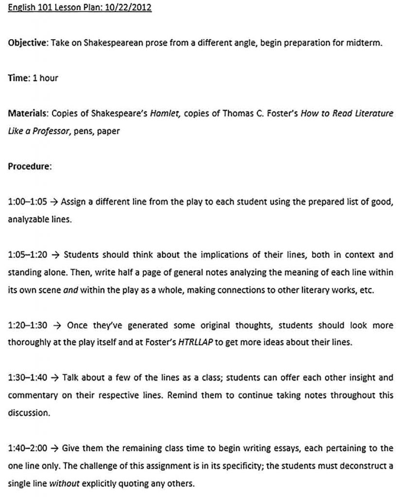 Sample Lesson Plan Outline Template | room surf.com