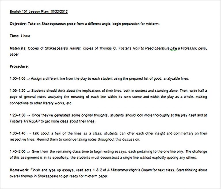 Lesson Plan Outline Template | room surf.com