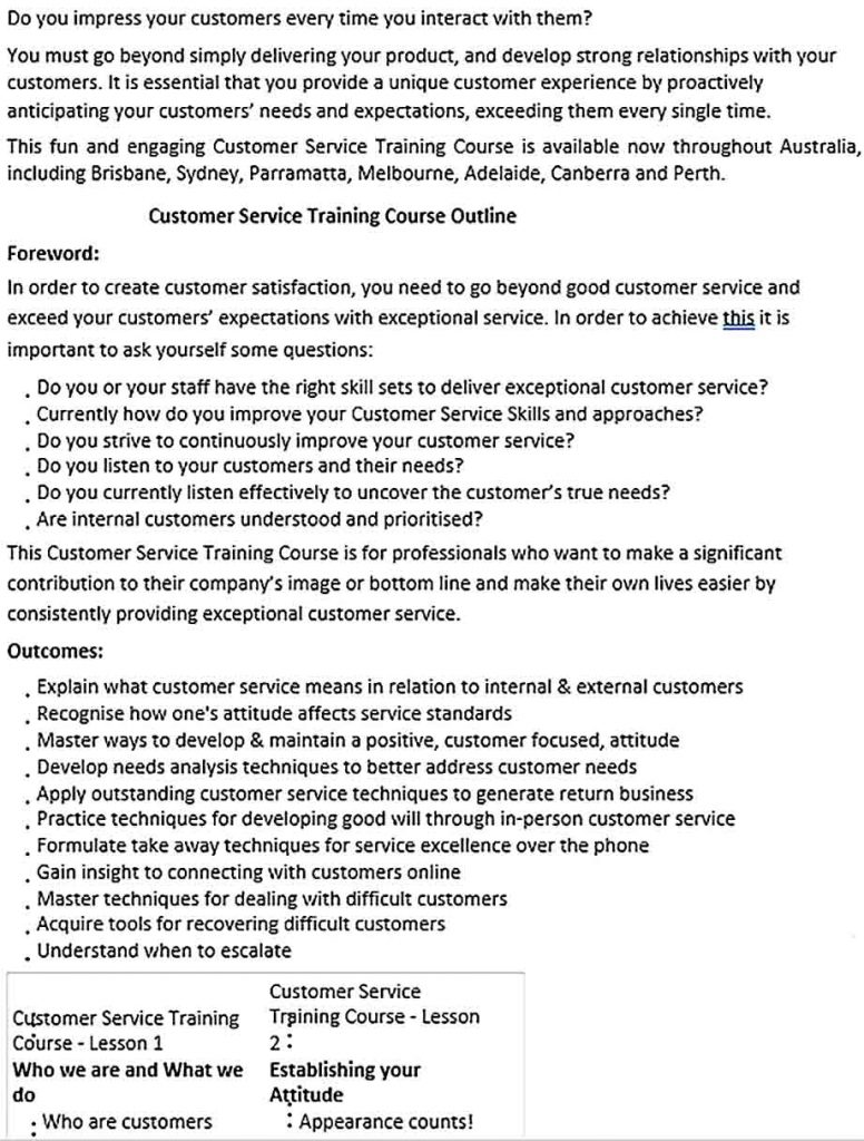 Training Outline Templates | room surf.com