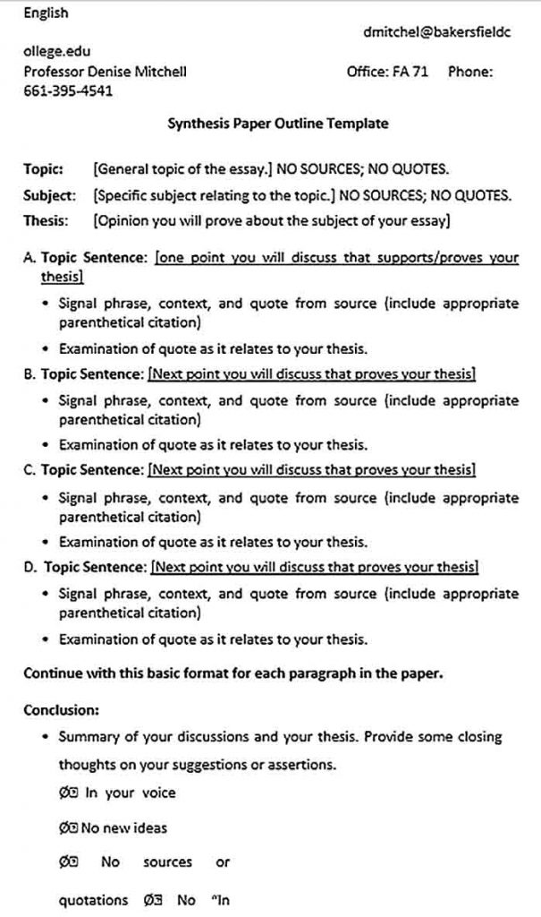 Sample Essay Outline Template to Help Create a Better Academic Paper ...