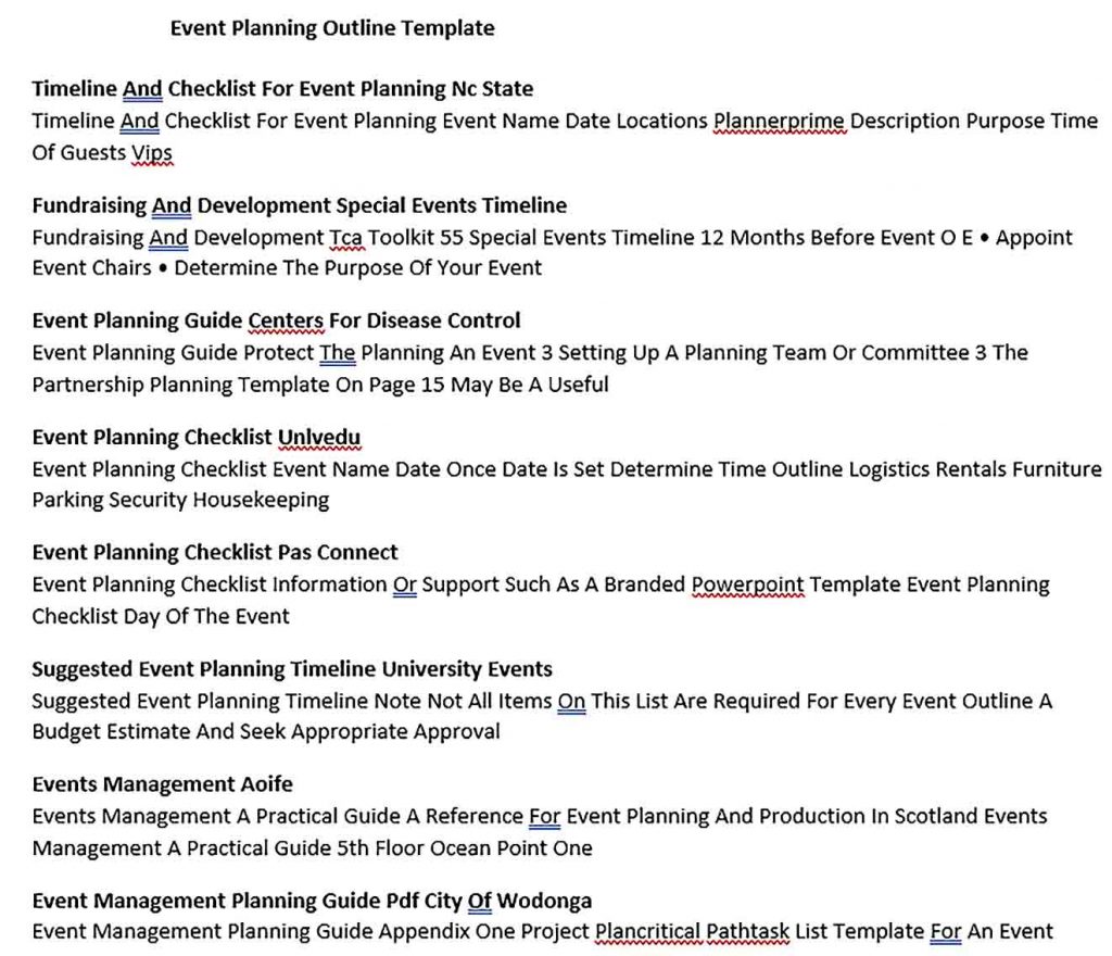 Event Outline Template | room surf.com