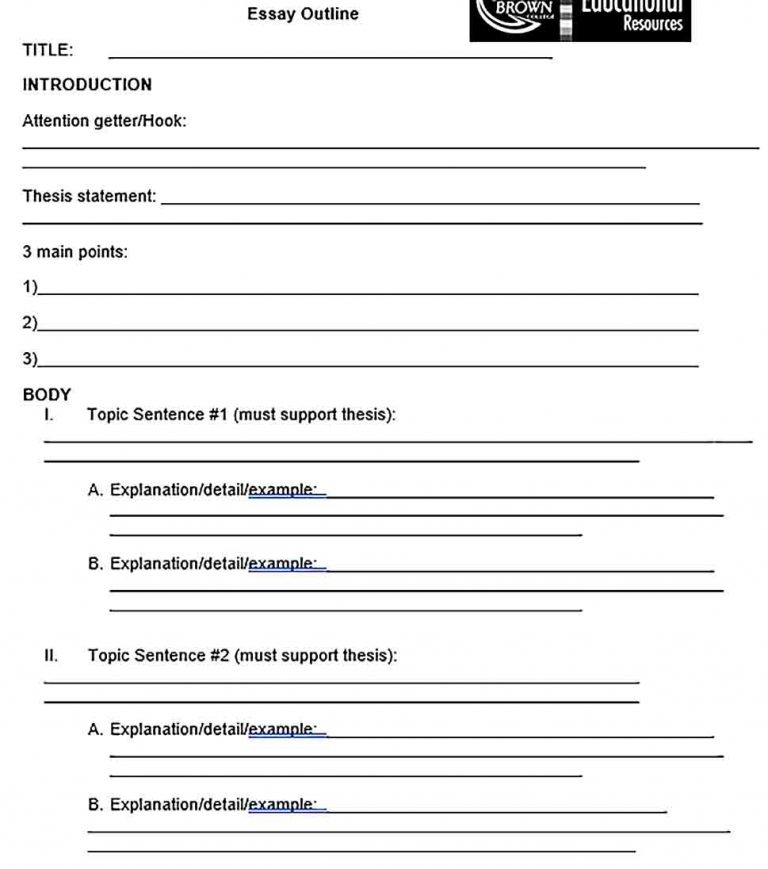 Formal Outline Templates for Writing and Speech | room surf.com