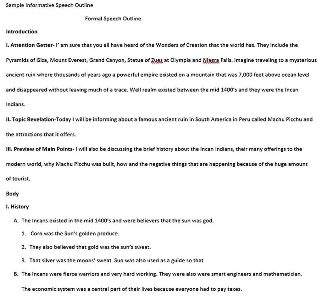 Formal Outline Templates for Writing and Speech | room surf.com