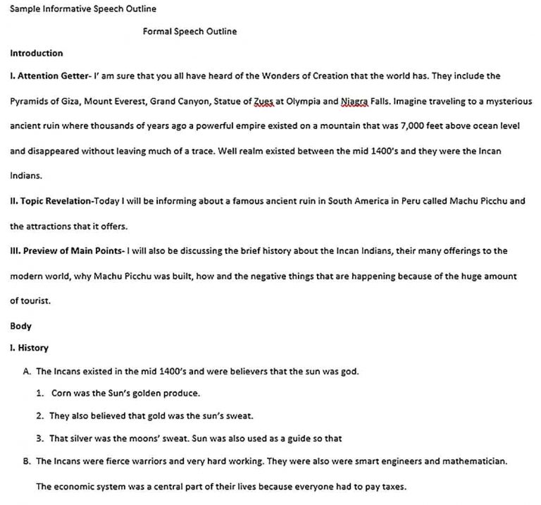 Formal Outline Templates for Writing and Speech | room surf.com