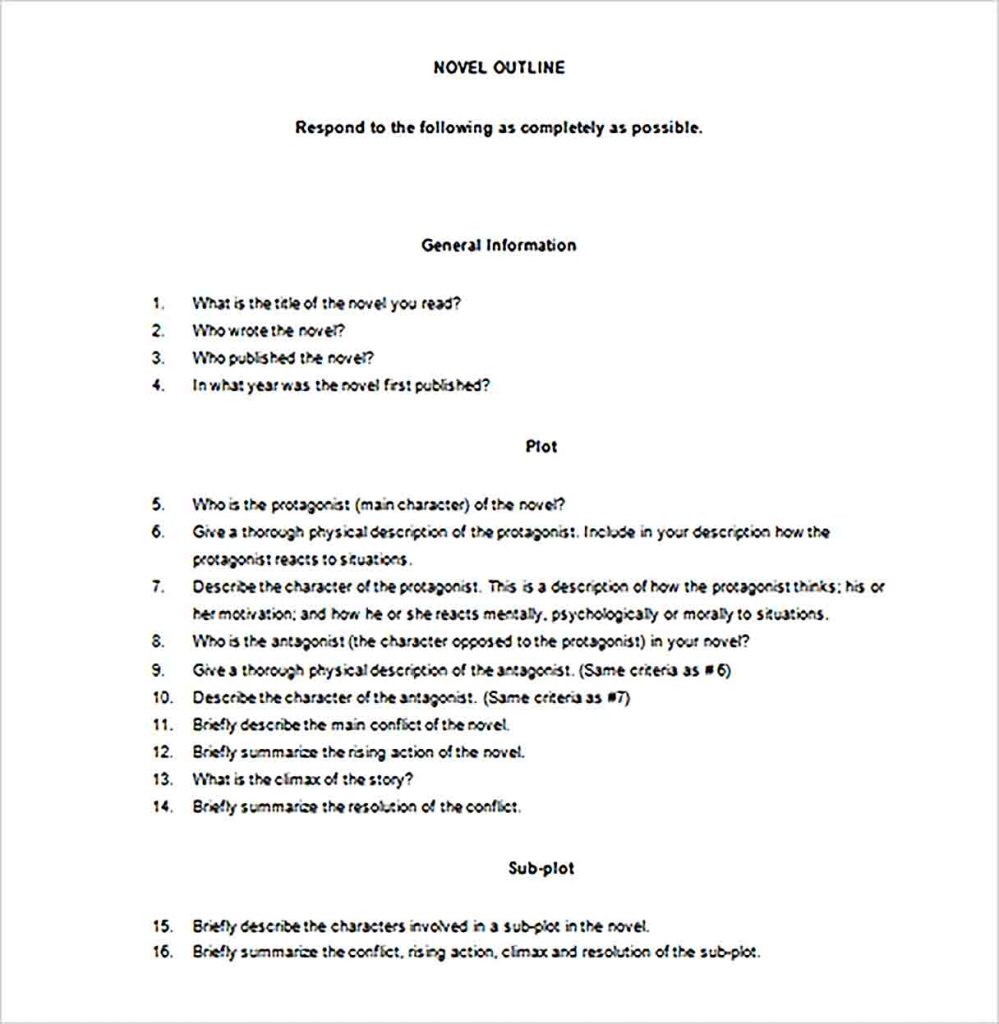 Novel Outline Template | room surf.com