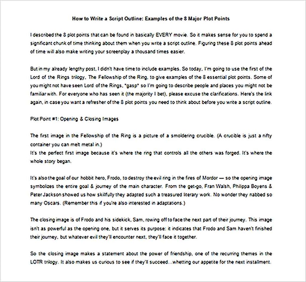 Script Outline Templates in PDF and More Formats | room surf.com