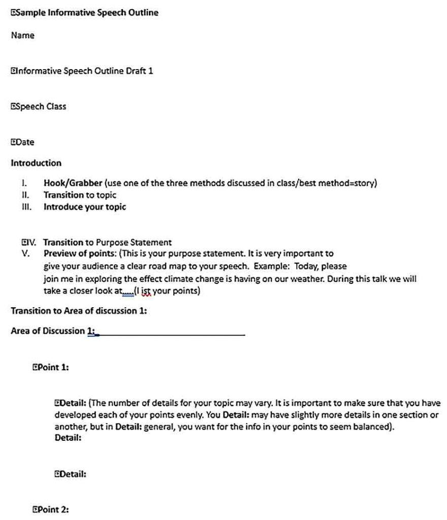 Informative Speech Outline Templates | room surf.com