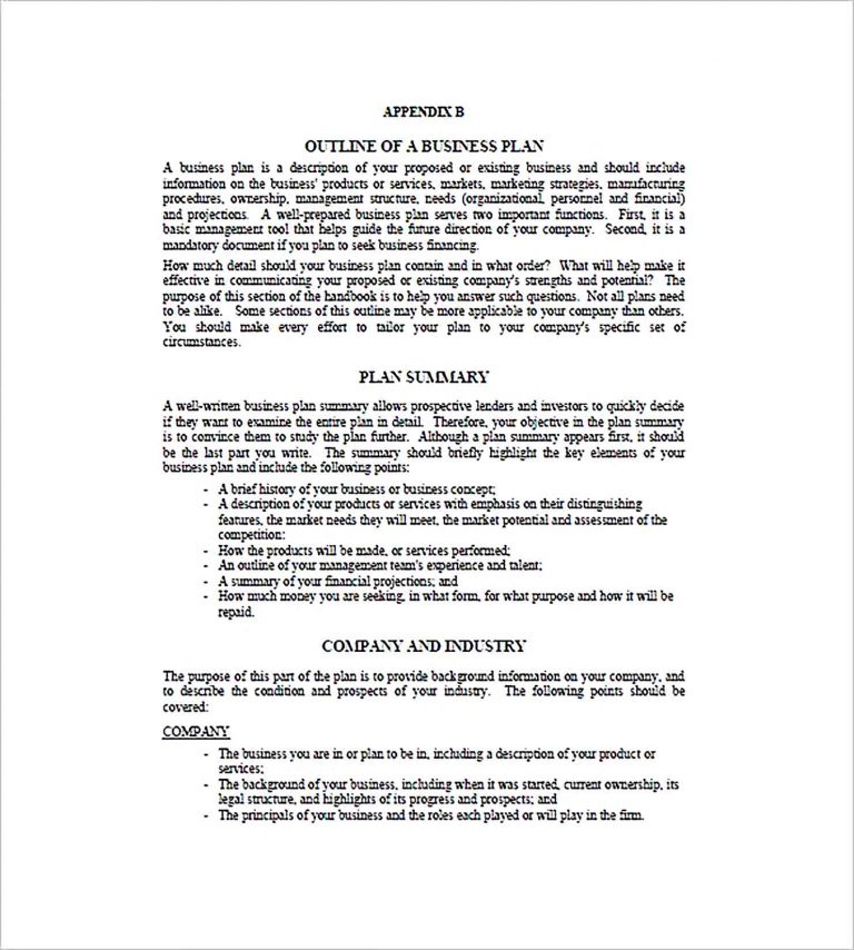 Sample Business Plan Outline Template | room surf.com