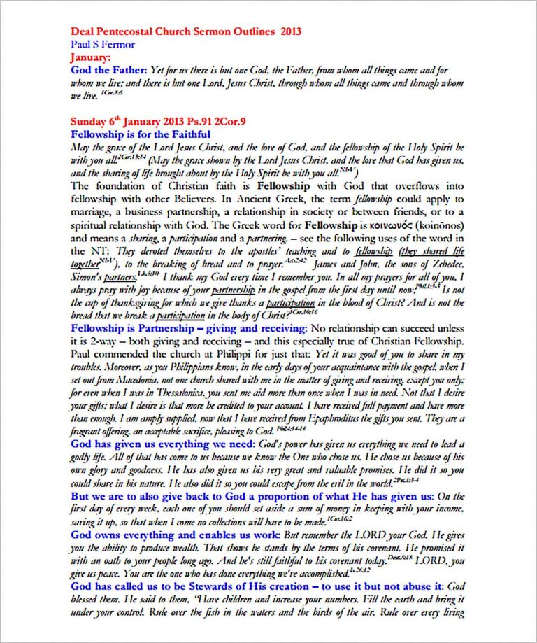 Sample Sermon Outline Template | room surf.com