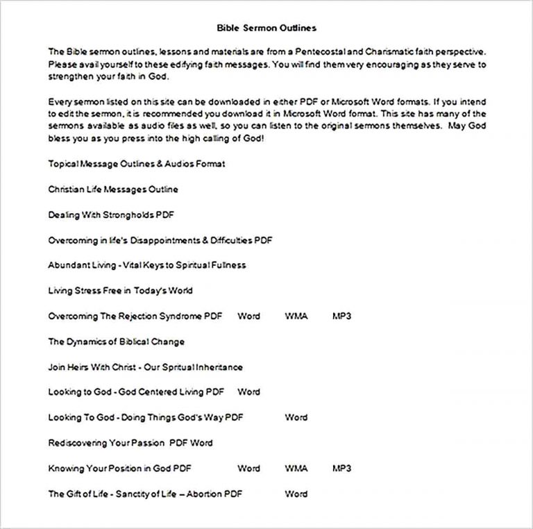 Sermon Outline Template for Reference and Guide | room surf.com