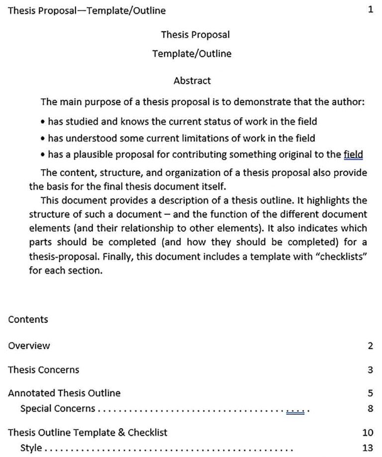 Thesis Outline Template | room surf.com