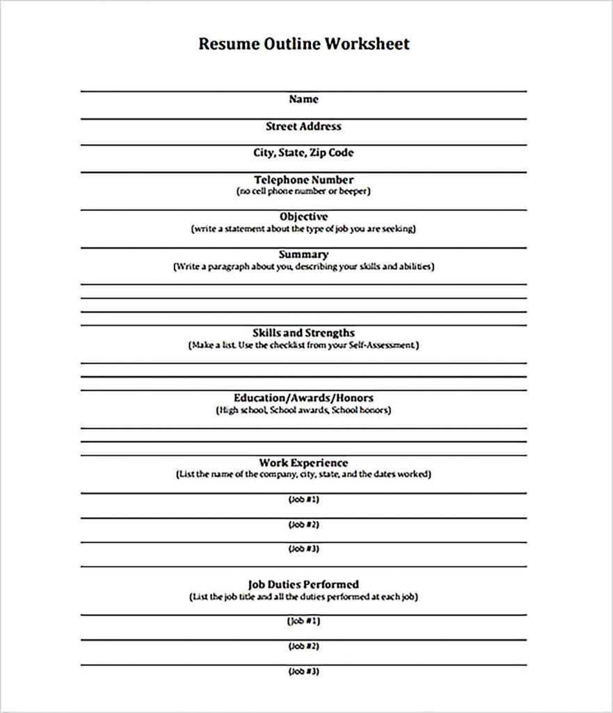 Resume Outline Template Sample | room surf.com