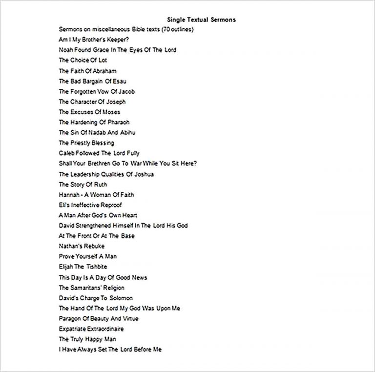 Sermon Outline Template for Reference and Guide | room surf.com