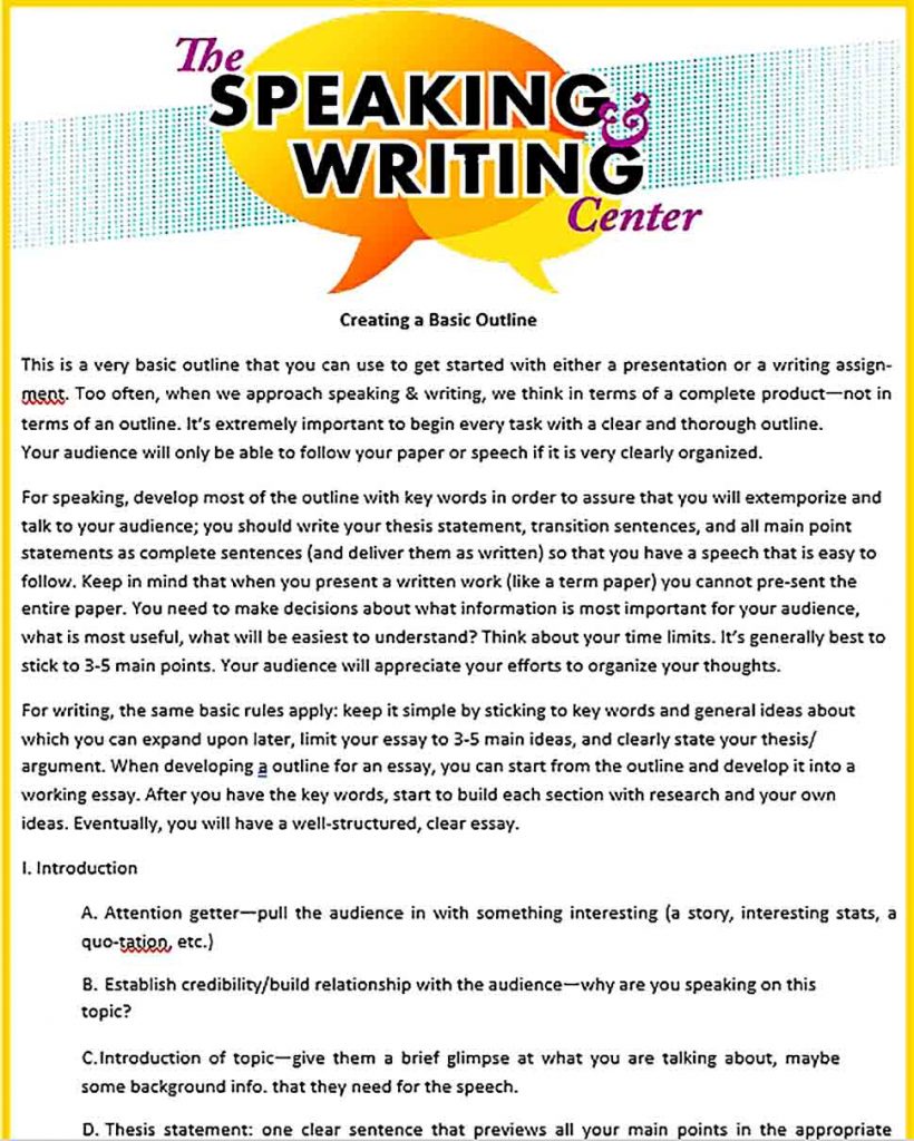 Basic Outline Template | room surf.com