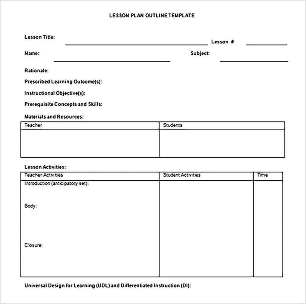 Lesson Plan Outline Template | room surf.com