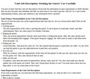 Valet Job Description: Parking the Guests’ Car Carefully | room surf.com