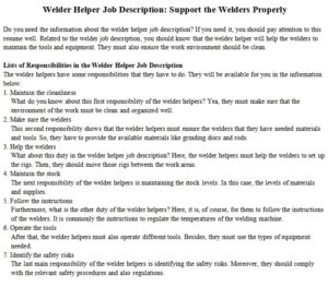 Welder Helper Job Description: Support the Welders Properly | room surf.com