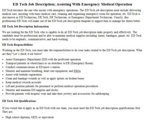 ED Tech Job Description; Assisting With Emergency Medical Operation ...