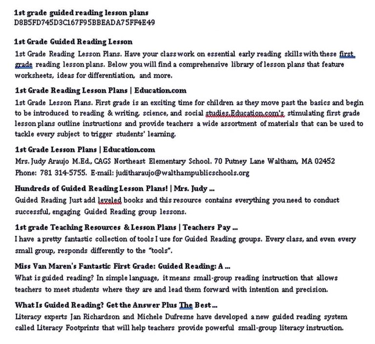 Lesson Plan For 1st Grade Templates | room surf.com