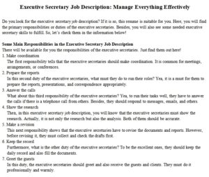 Executive Secretary Job Description: Manage Everything Effectively ...