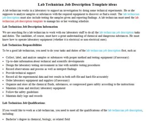 Lab Technician Job Description Template ideas | room surf.com