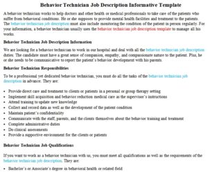 Behavior Technician Job Description Informative Template | room surf.com