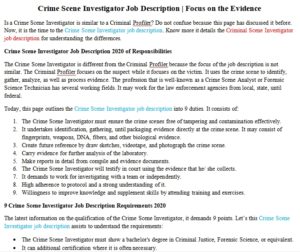 Crime Scene Investigator Job Description | Focus on the Evidence | room ...