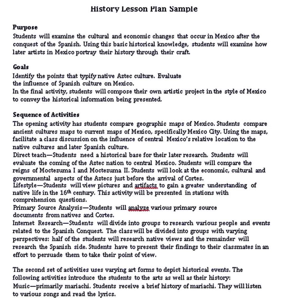 Lesson Plan Sample Template | room surf.com