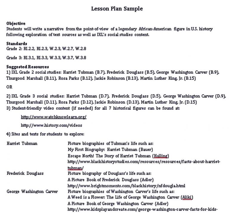 Lesson Plan Sample Template | room surf.com