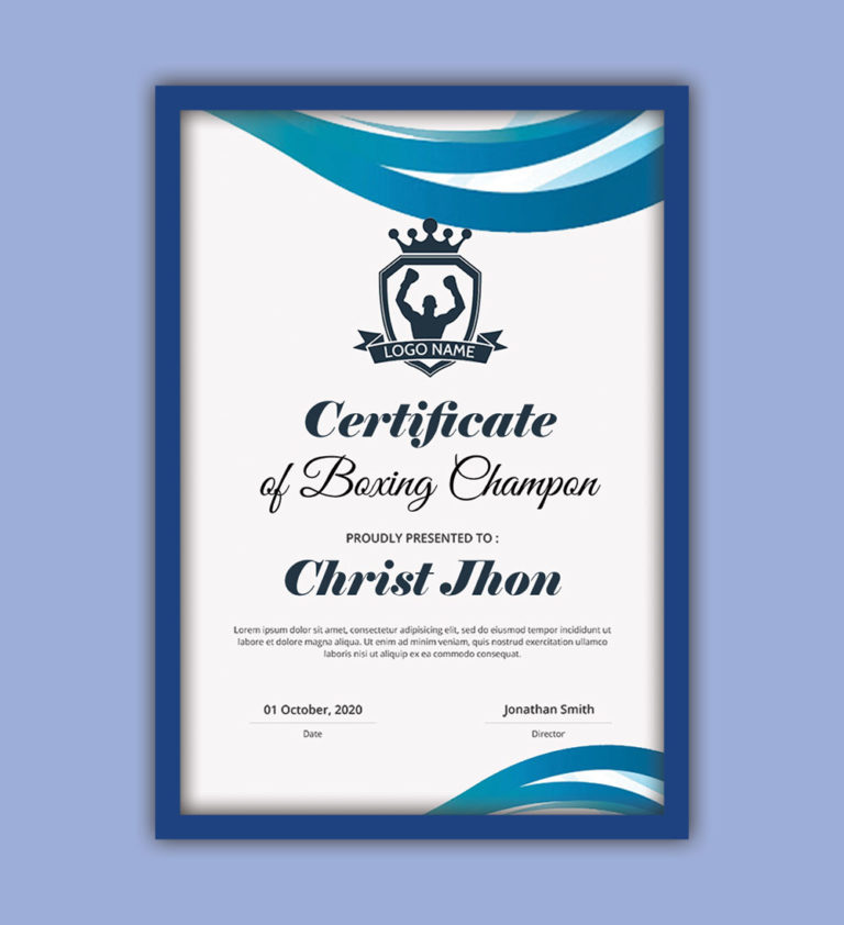 Boxing Champion Certificate PSD Template Free | room surf.com
