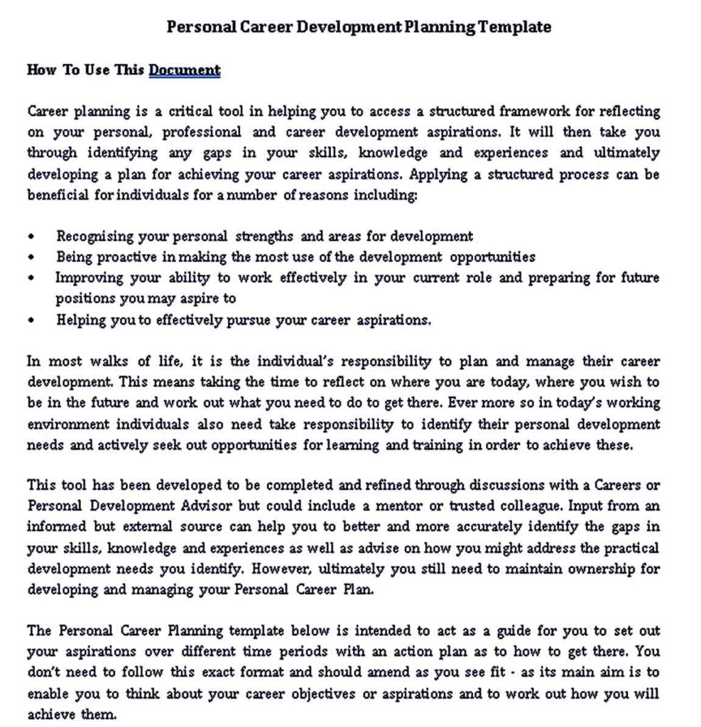 Personal Development Plan Template | room surf.com