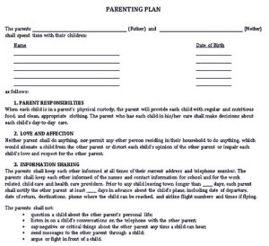 Parenting Plan Template | room surf.com