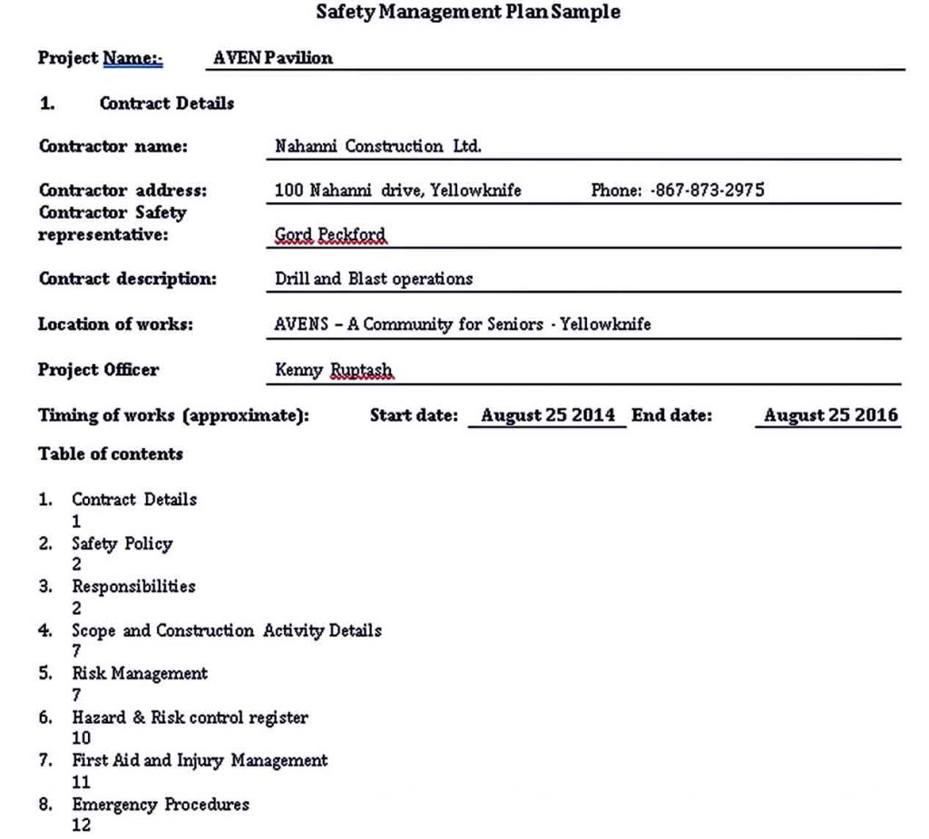 Management Plan Example Template | room surf.com