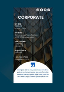 Corporate Event Rack Card Customizable PSD Template | room surf.com