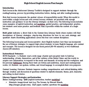 Lesson Plan Sample Template | room surf.com
