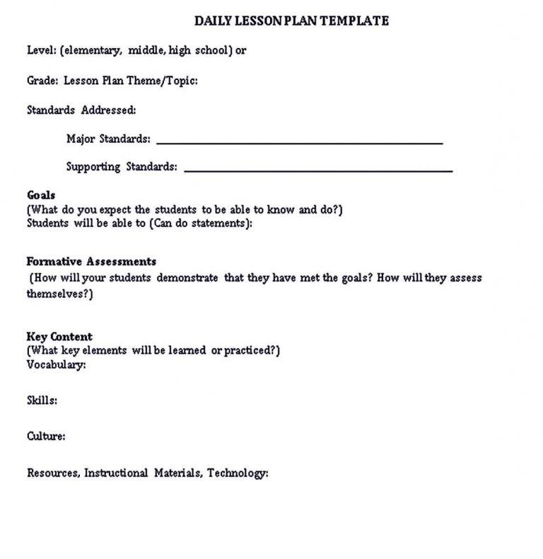 Lesson Plan Sample Template | room surf.com