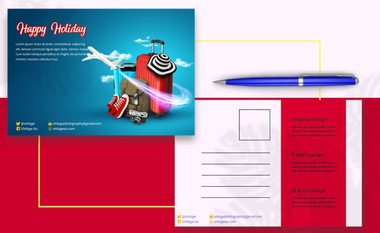 Holiday Postcard Customizable PSD Design Template | room surf.com