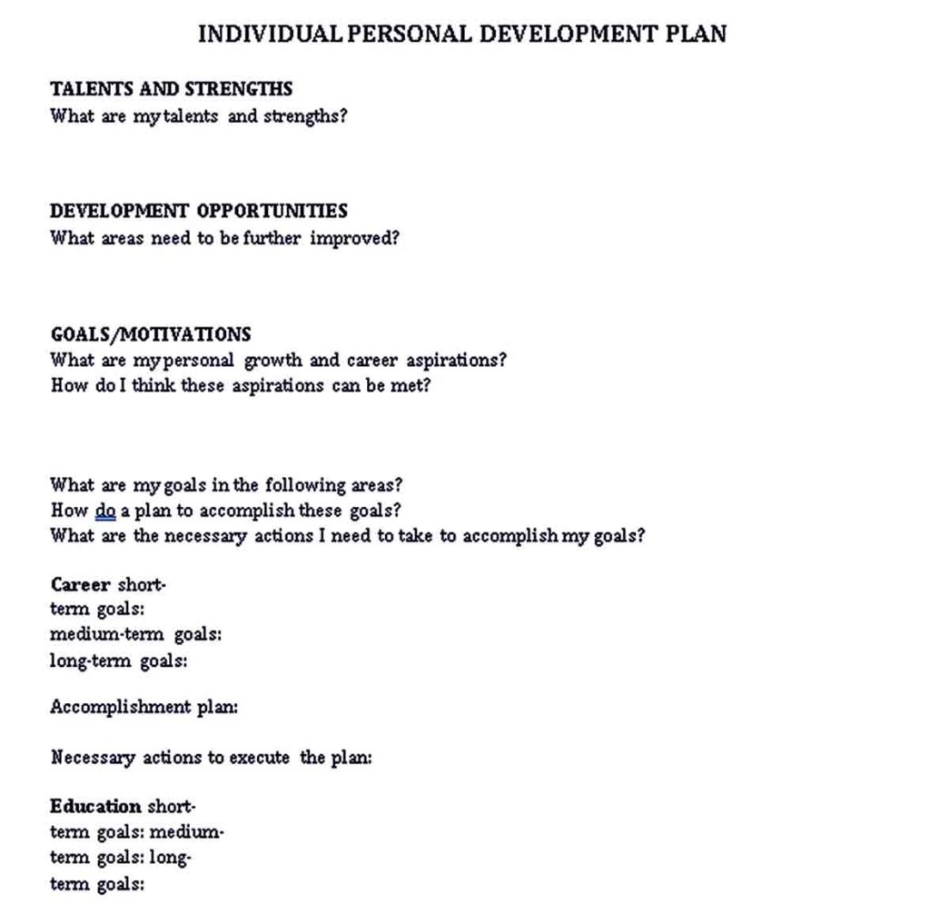 Personal Development Plan Template | room surf.com