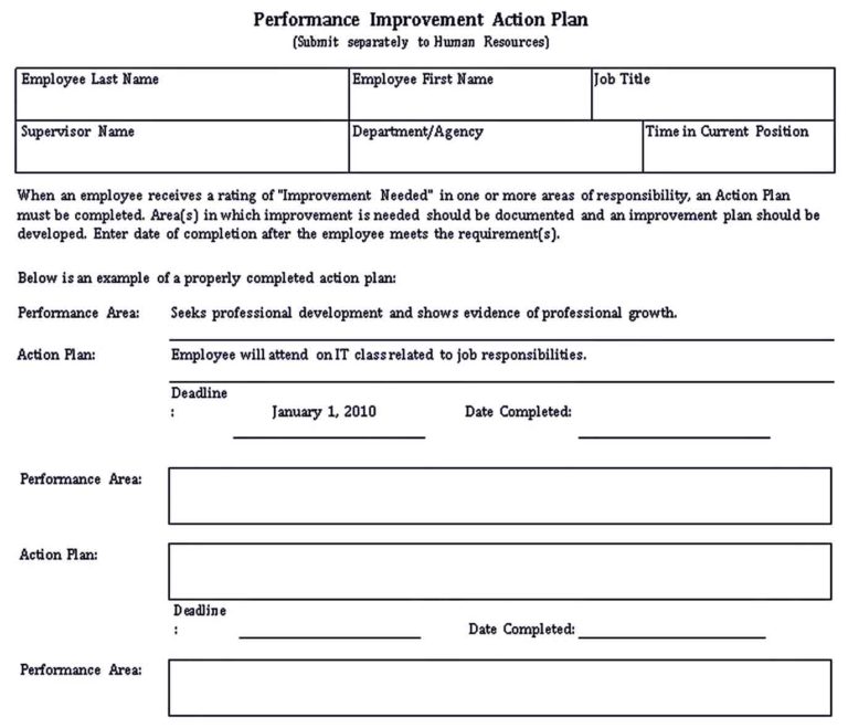 Performance Action Plan Templates | room surf.com