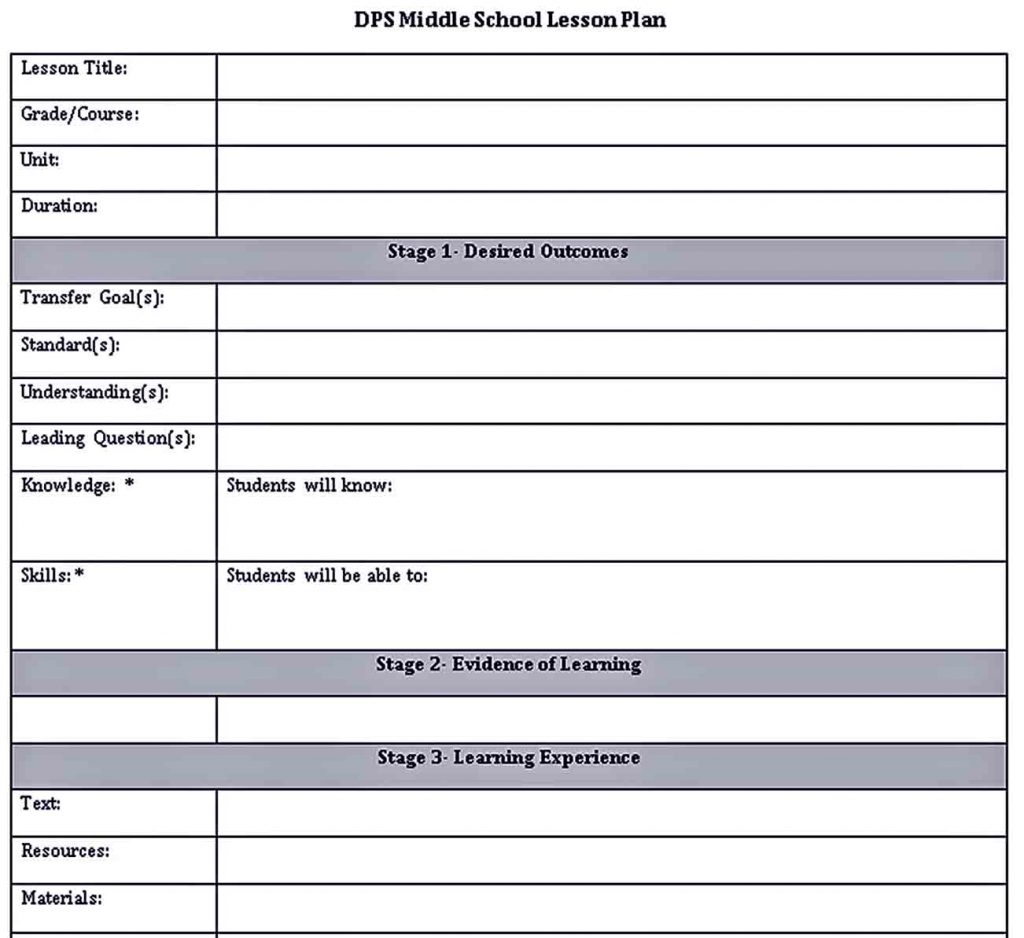 Lesson Plan Templates Sample | room surf.com