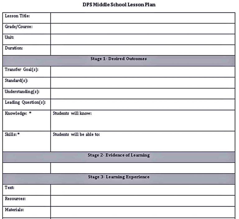 Lesson Plan Templates Sample | room surf.com