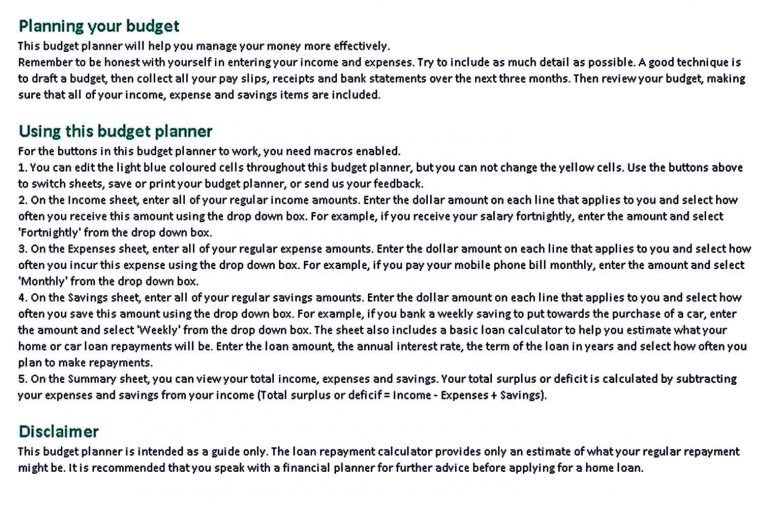 Monthly Budget Planners Template | room surf.com