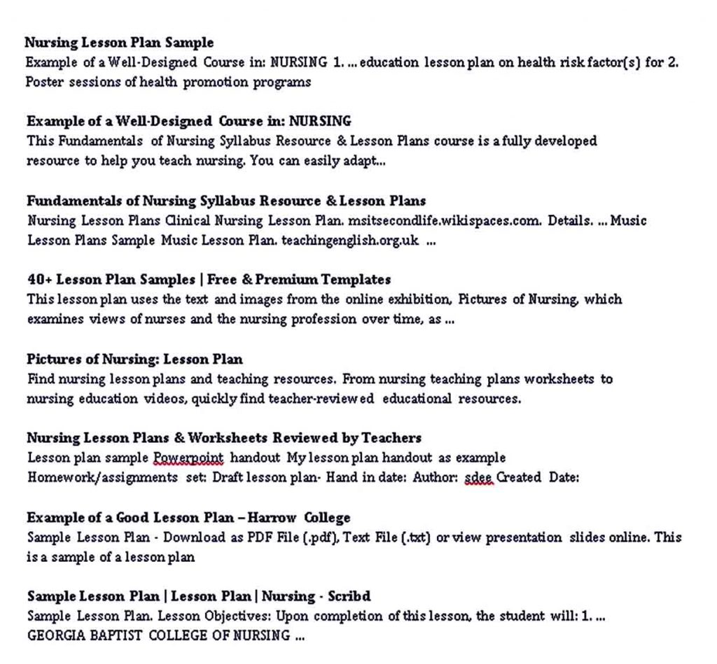 Nursing Lesson Plan Template | room surf.com