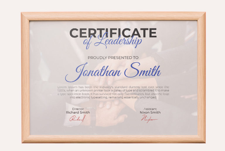 Leadership Certificate Template Photoshop | room surf.com