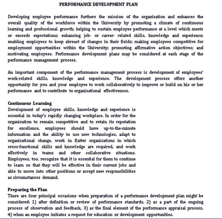 Performance Plan Template | room surf.com