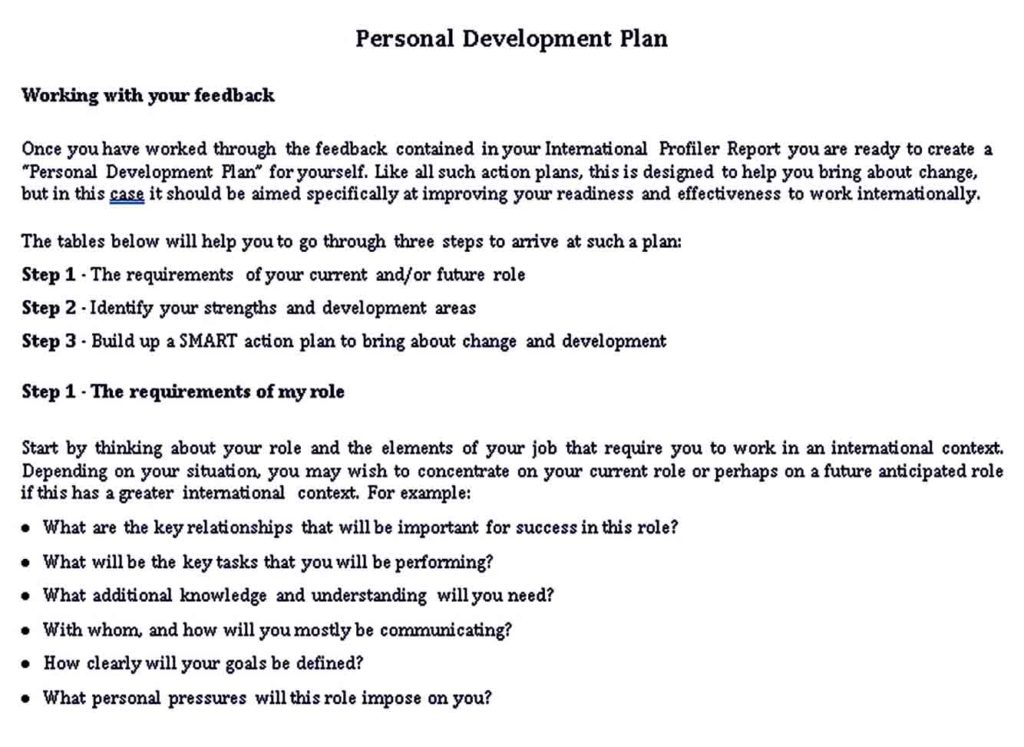 Personal Development Plan Template | room surf.com