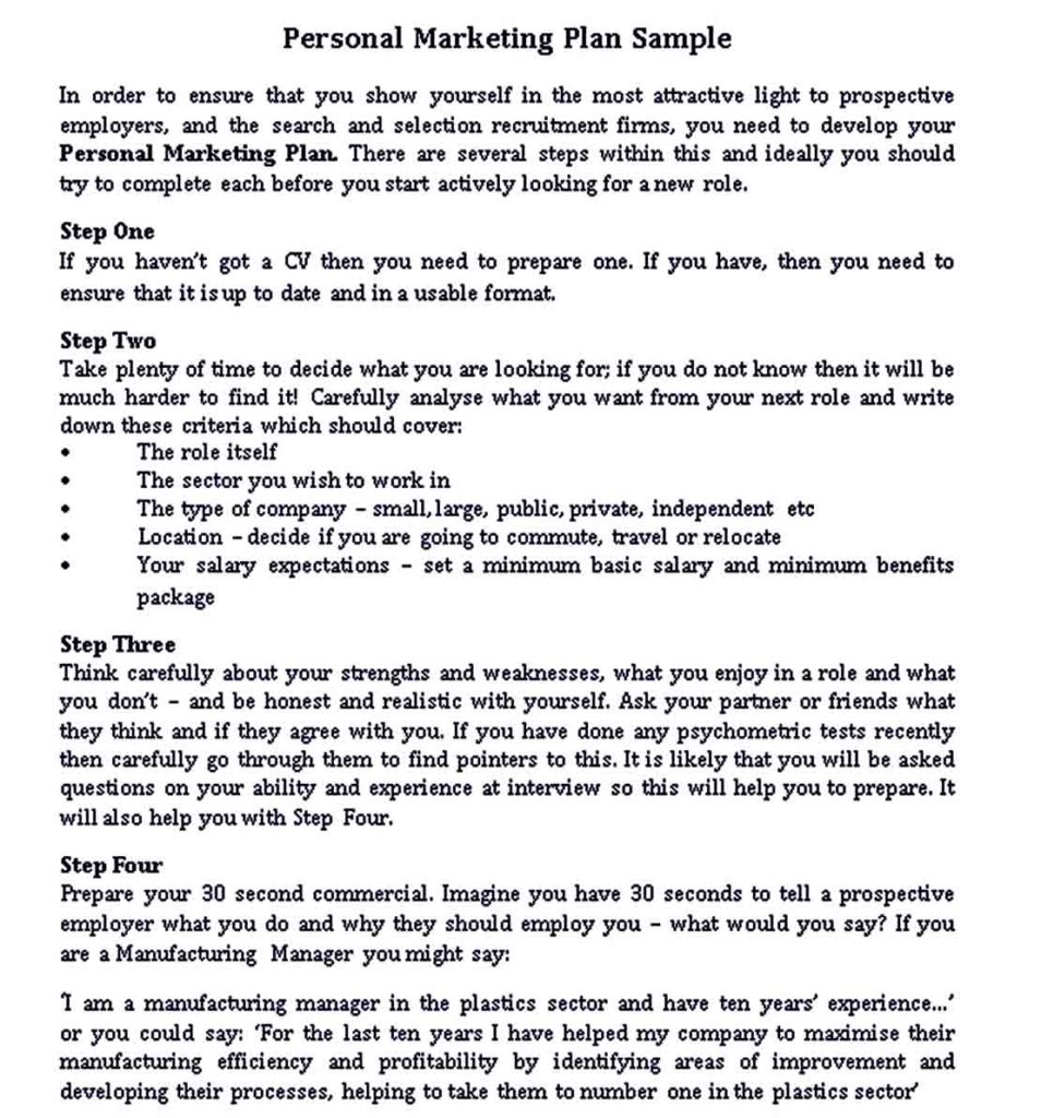 Personal Marketing Plan Template | room surf.com